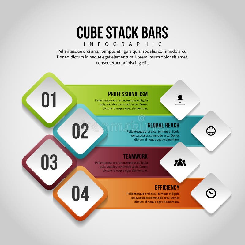 Cube Stack Infographic stock vector. Illustration of chart - 77865914