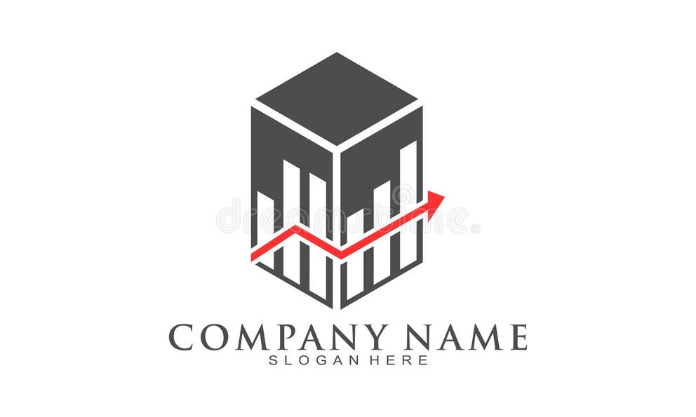 Cube Statistic with Red Arrow Vector Design Stock Vector - Illustration ...