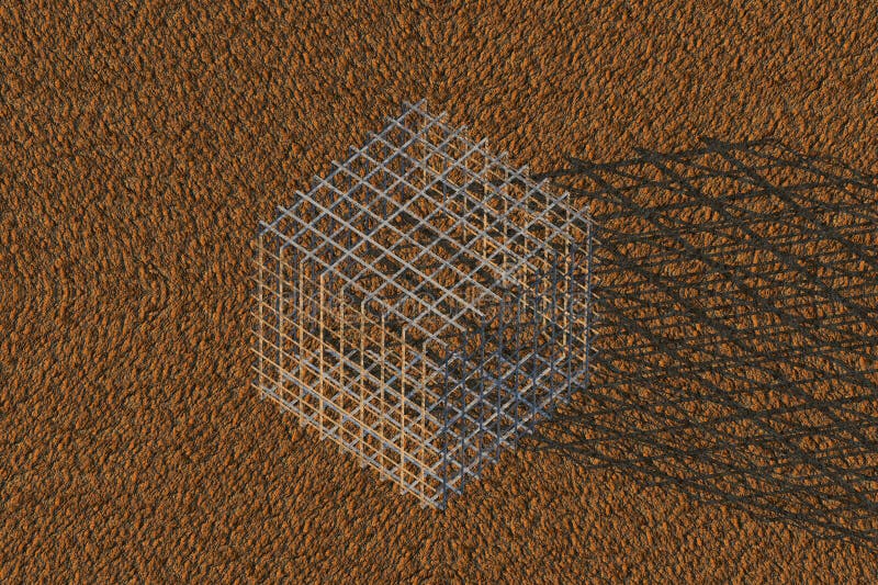Cube Still Cage Texture Whith Shadow Brown Ground Top 3d Rendering ...