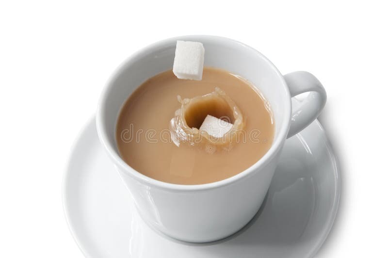 Cube Sugar Dropping into Cup of Tea Stock Photo - Image of droplet ...