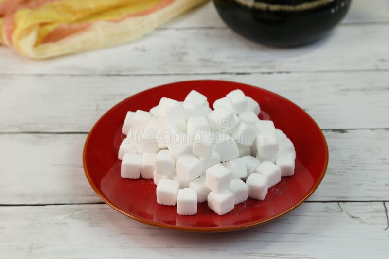 The Cube Sugar Which Was Served in a Plate. Stock Photo - Image of ...
