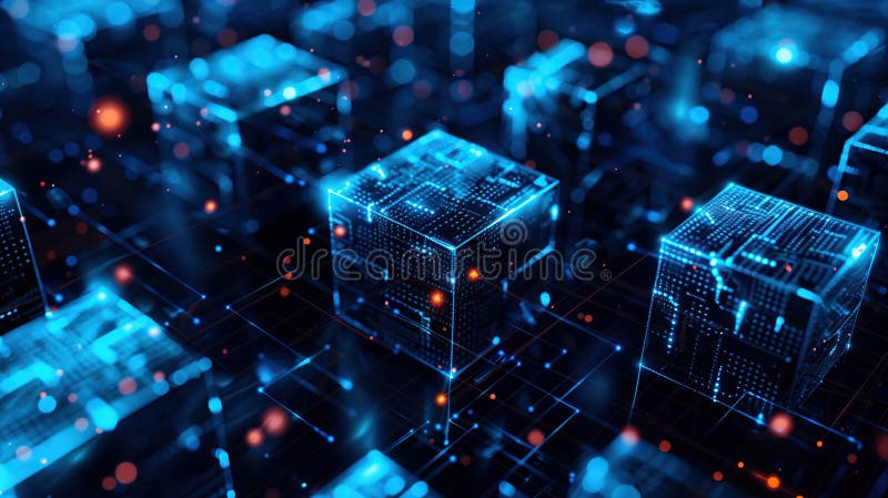 Cube Technology on Converging Point of Circuit Stock Illustration ...