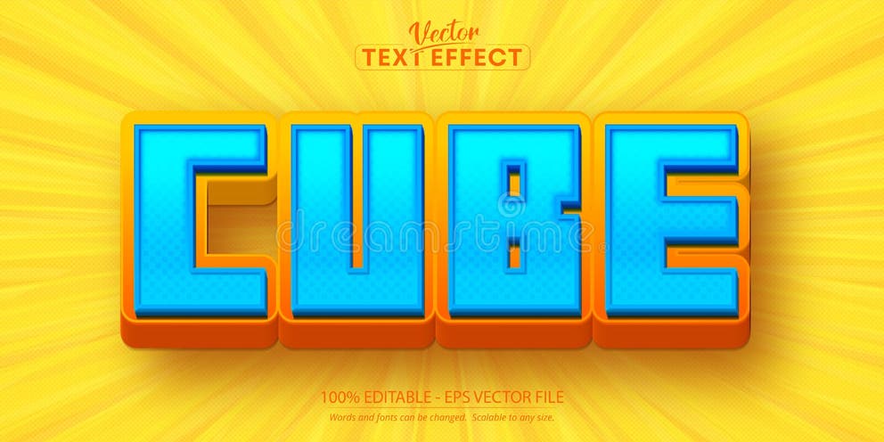 Cube Text, 3d Cartoon Style Editable Text Effect Stock Vector ...