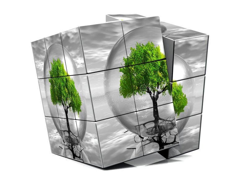 Cube tree stock illustration. Illustration of grass, decor - 12521745