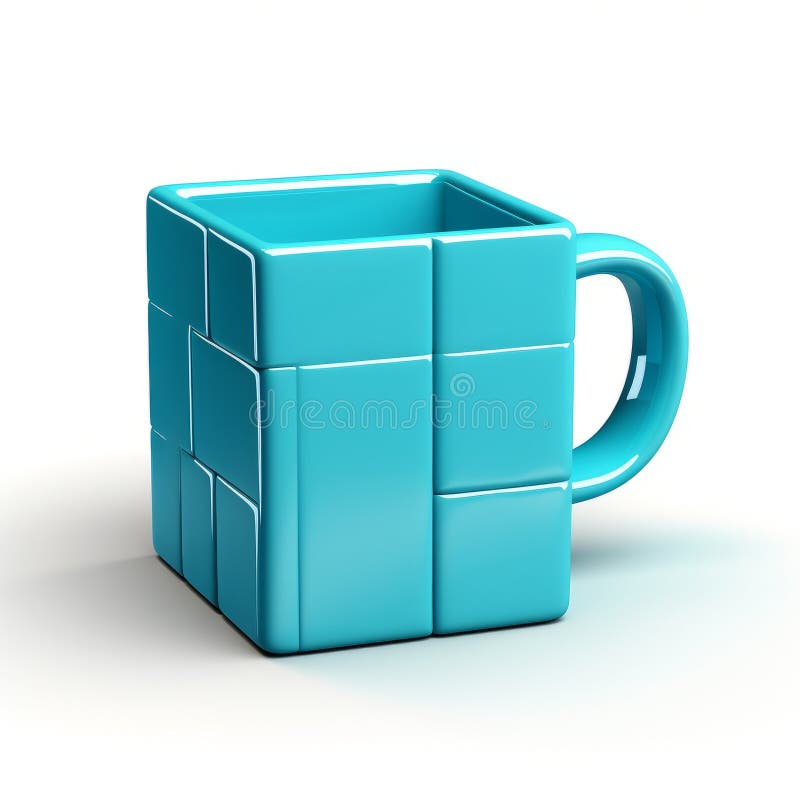 Cube Turquoise Mug - 3d Rendered Blue Ceramic Cup Stock Illustration ...