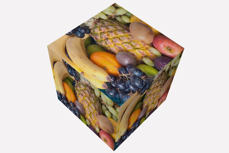 Cube with various fruit stock image. Image of biological - 20117871