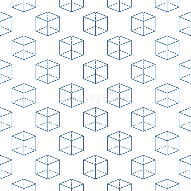 Cube Vector Concept Minimal Thin Line Seamless Pattern Stock ...