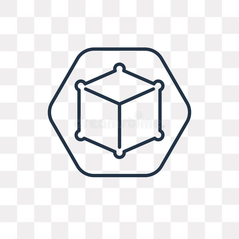 Cube Vector Icon Isolated on Transparent Background, Linear Cube Stock ...