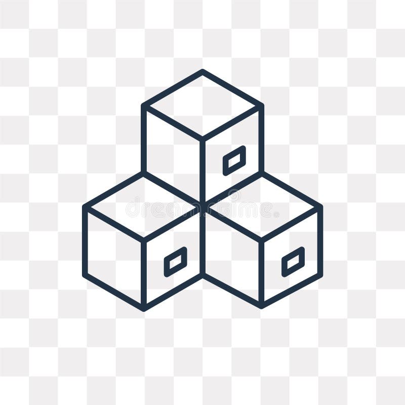 Cube Vector Icon Isolated on Transparent Background, Linear Cube Stock ...