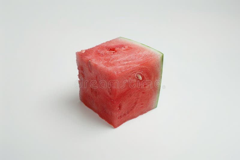 A Cube of Watermelon is Shown on a White Background Stock Photo - Image ...