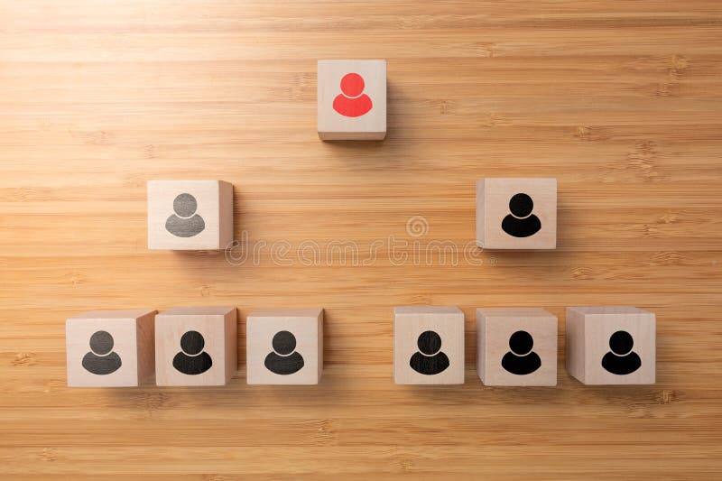 The Cube Wooden Box Arrange on Wooden Surface, Teamwork and Leader in ...