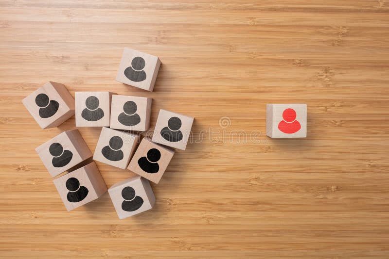 The Cube Wooden Box Arrange on Wooden Surface, Teamwork and Leader in ...