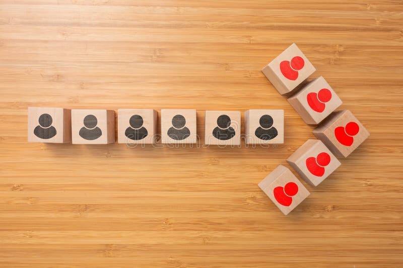 The Cube Wooden Box Arrange on Wooden Surface, Teamwork and Leader in ...