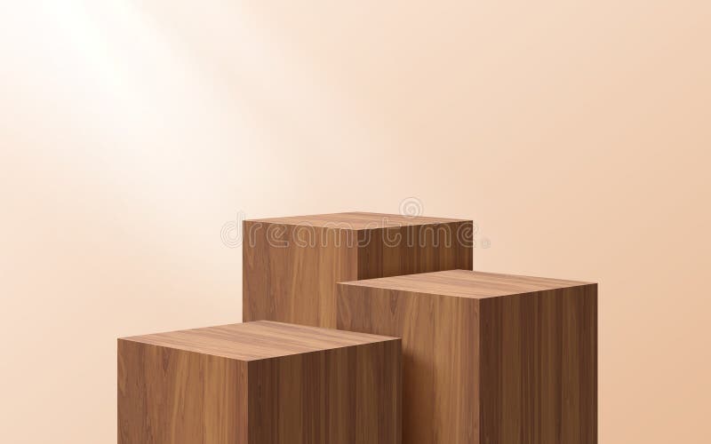 Cube Wooden Podium of Three Cubic Blocks Platform Stock Illustration ...