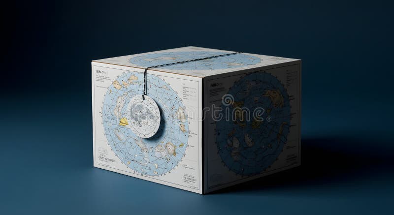Cube Wrapped in Map with Hanging Tag Stock Illustration - Illustration ...