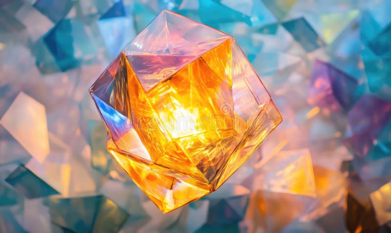 A Cube with a Yellow Light Shining on it Stock Illustration ...