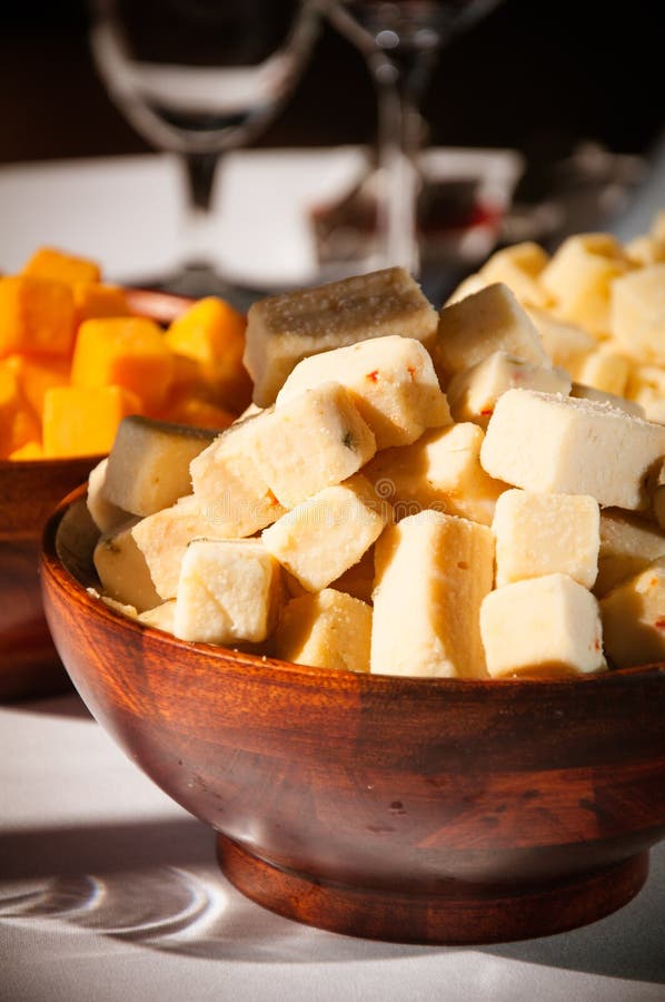 Cheddar Cheese Cut into Cubes. Stock Photo - Image of edible, white ...