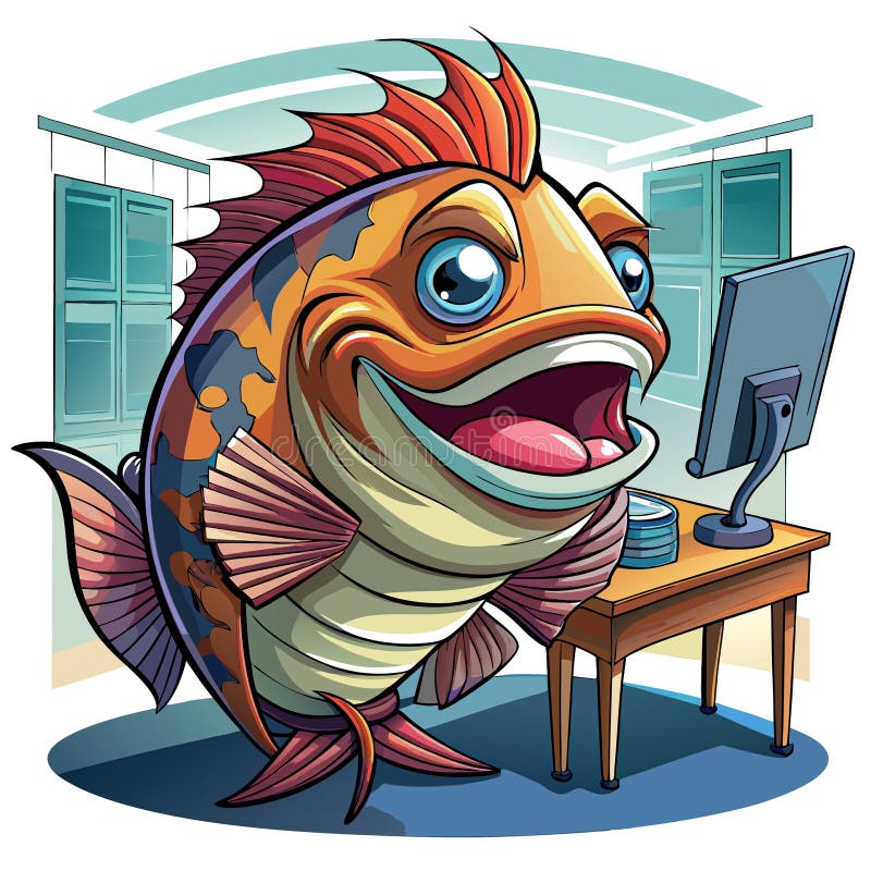 Cubera Snapper Fish Confused Laughs Office Vector Stock Illustration ...