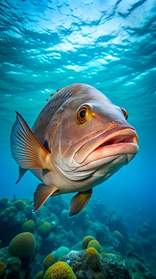 Cubera Snapper Fish Runs Ocean Stock Illustration - Illustration of ...