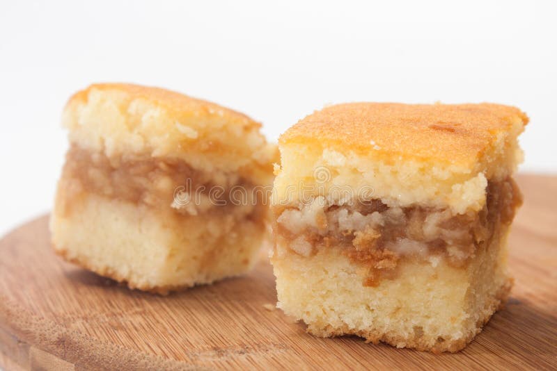 Cubes of Apple Pie on Wooden Kitchen Board Stock Photo - Image of ...