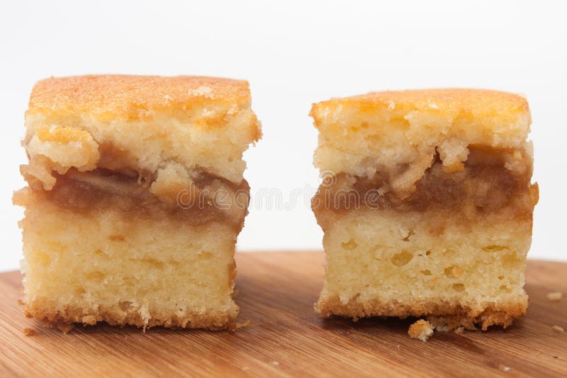 Cubes of Apple Pie on Wooden Kitchen Board Stock Photo - Image of ...