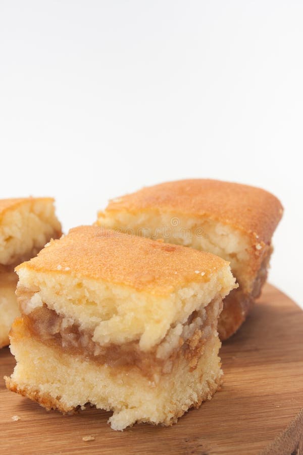 Cubes of Apple Pie on Wooden Kitchen Board Stock Image - Image of ...