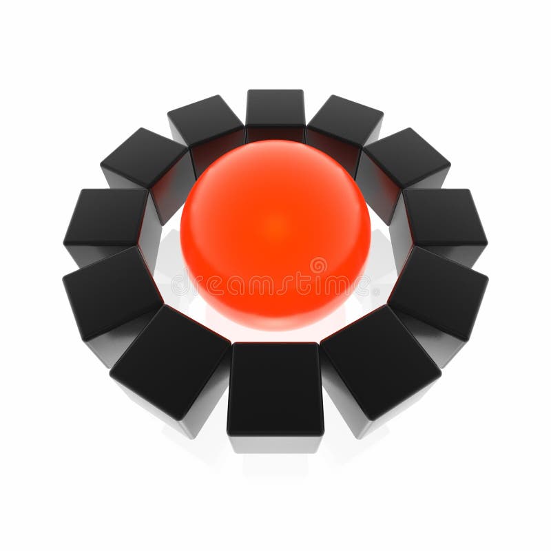 Cubes around sphere stock illustration. Illustration of design - 6856413