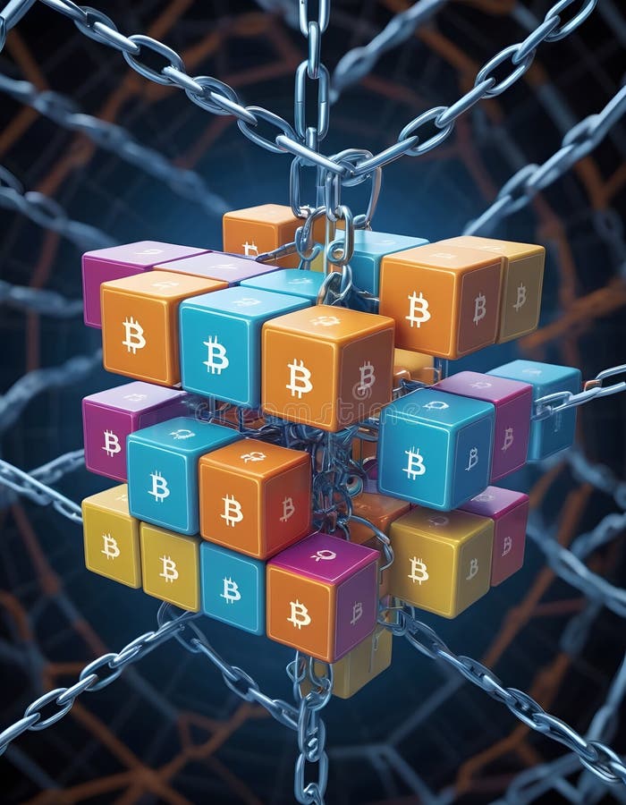 Blockchain Cubic Network AI Generative Stock Photo - Image of generated ...