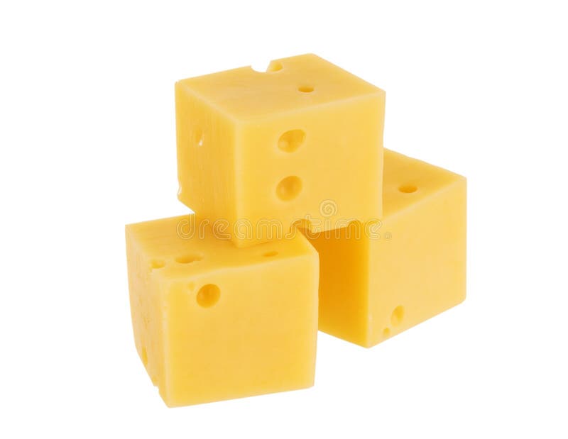 Cubes of Cheese Isolated on White Stock Photo - Image of single ...