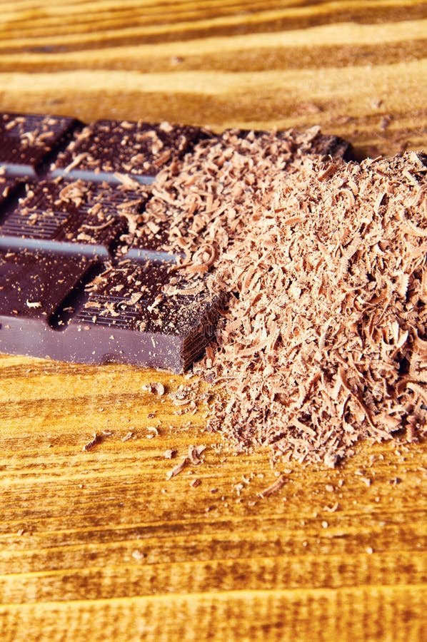 Cubes of Chocolate and Grated Chocolate Stock Image - Image of gourmet ...