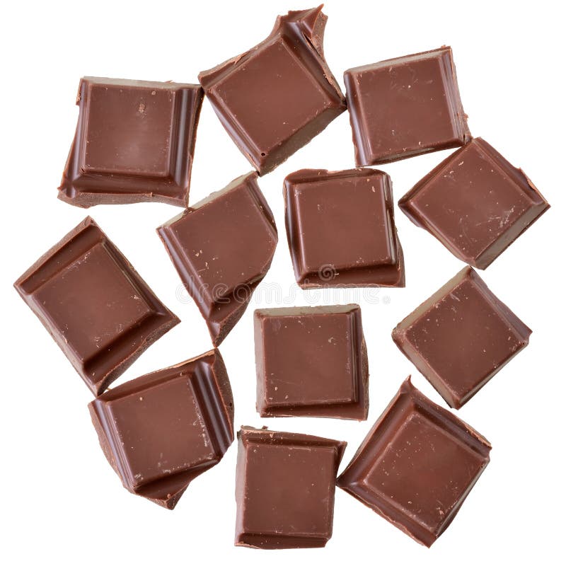Cubes of Chocolate Top View Isolated Stock Photo - Image of square ...
