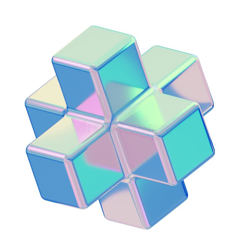 Cubes with Chromatic Colors. 3d Render of Boxes Blending with Shiny ...