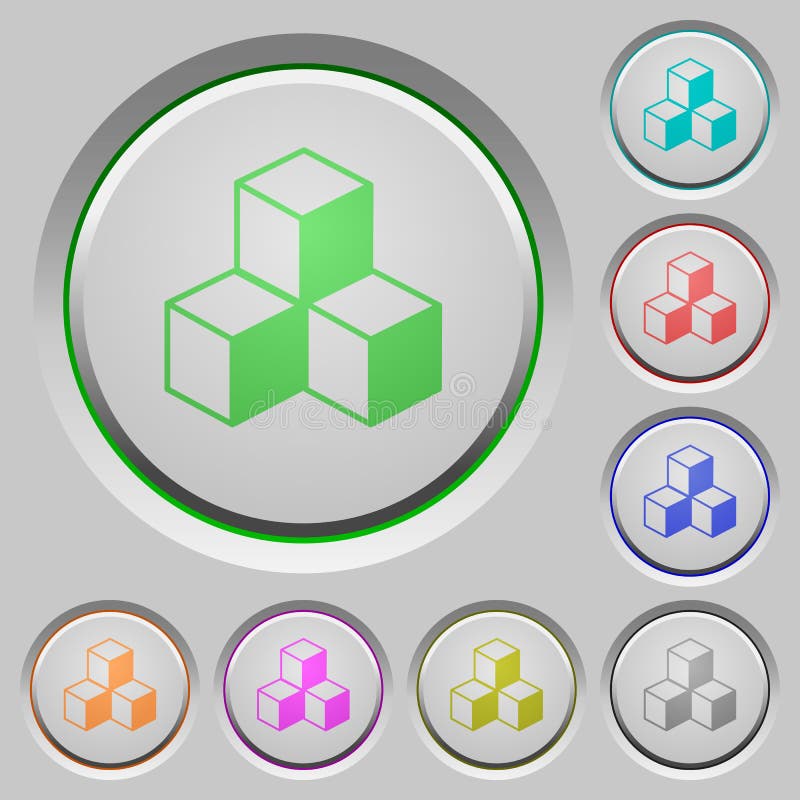 Cubes push buttons stock vector. Illustration of isometric - 186568015