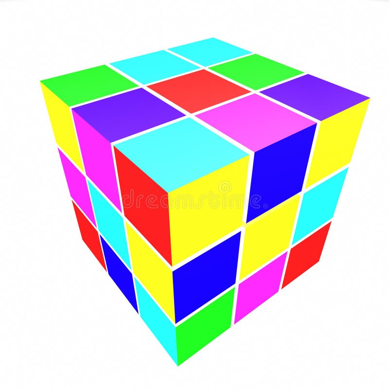 Cubes with colored sides stock illustration. Illustration of build ...