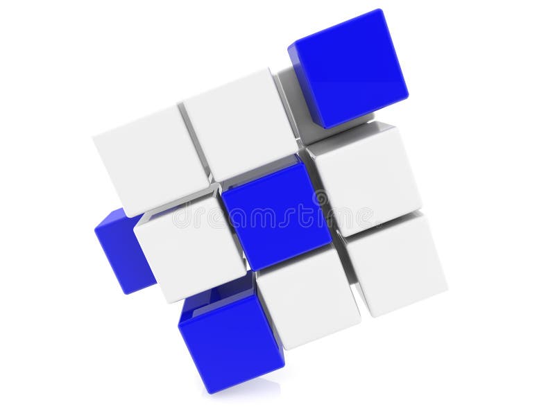 Cubes Dans Bleu Et Blanc Illustration 3D Illustration Stock ...