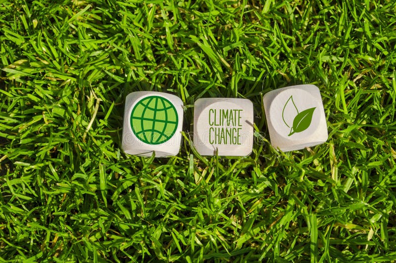 Cubes, Dice or Blocks with Climate Change in Green Grass Stock Image ...