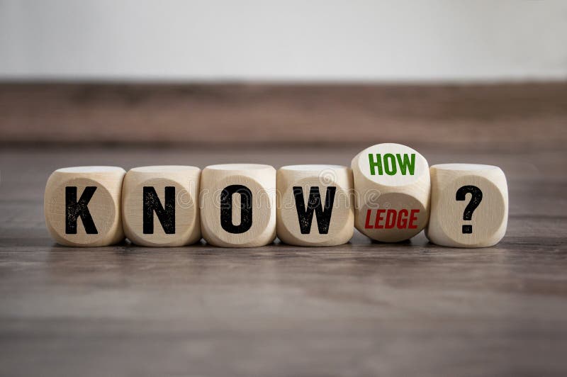 Cubes Dice with Knowledge and Knowhow Stock Photo - Image of positive ...