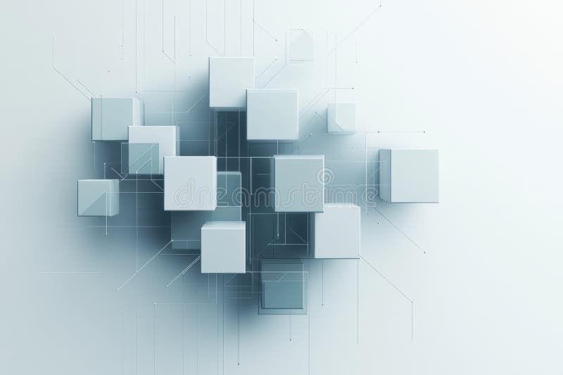 Cubes of Different Dimensions and Shades are Linked by Diagonal Lines ...