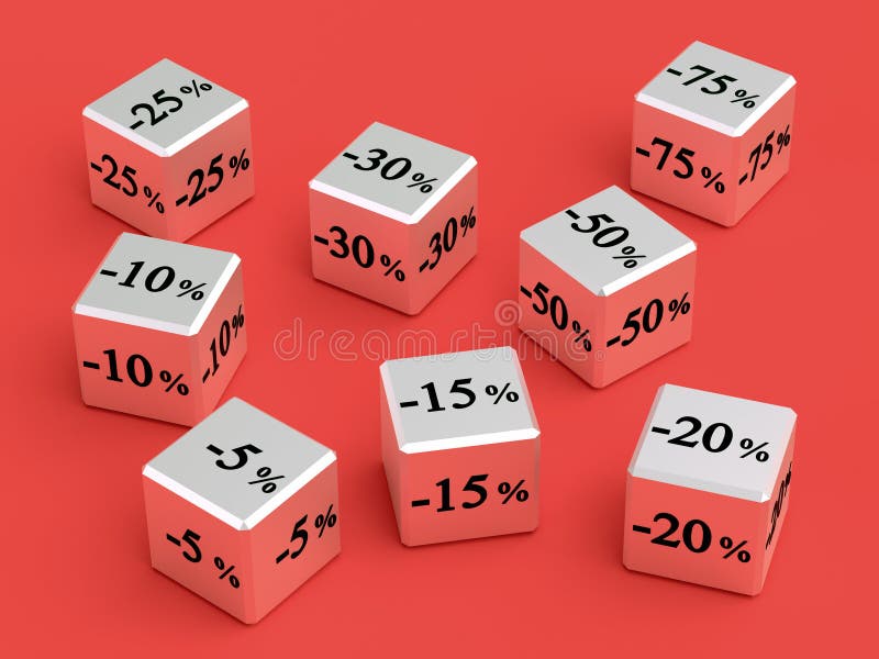 Cubes with Different Discounts for Sale. Figures with Percentages Stock ...