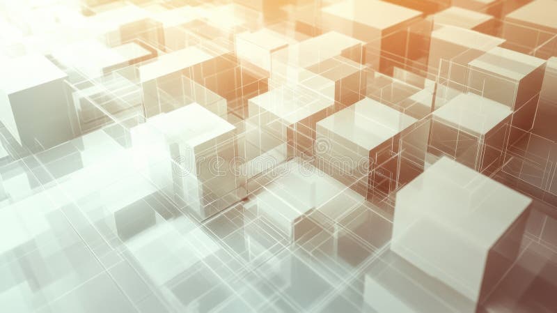 Cubes of Different Sizes and Shades are Connected by Diagonal Lines on ...