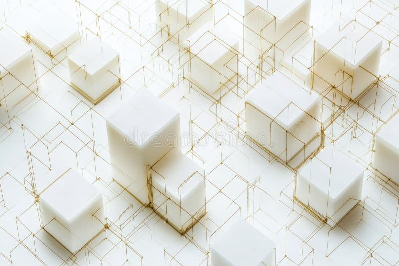 Cubes of Different Sizes and Shades are Interconnected by Diagonal ...