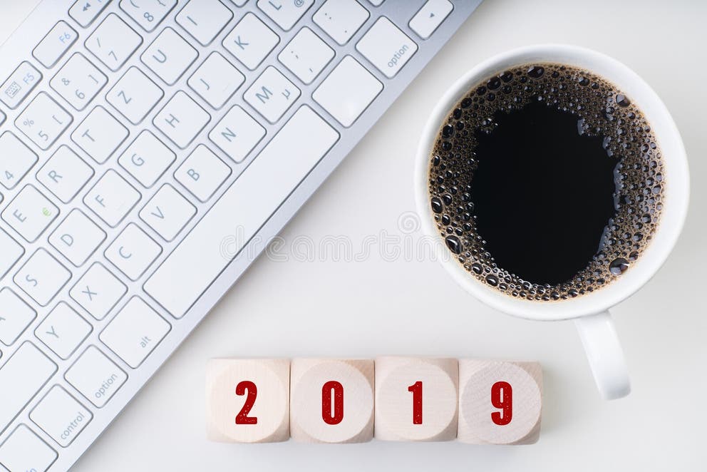 Cubes in Front of a Keyboard Showing 2019 on Top Stock Photo - Image of ...