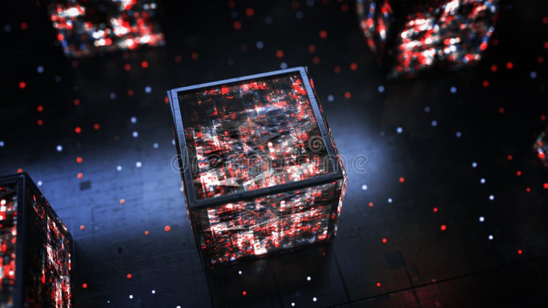 Cubes with Glitch Effect 3D Render Illustration Stock Illustration ...