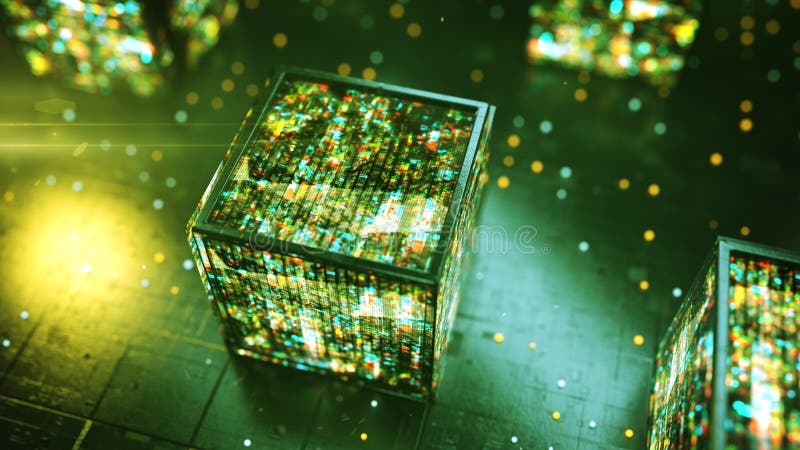 Cubes with Glitching Texture 3D Rendering Stock Illustration ...