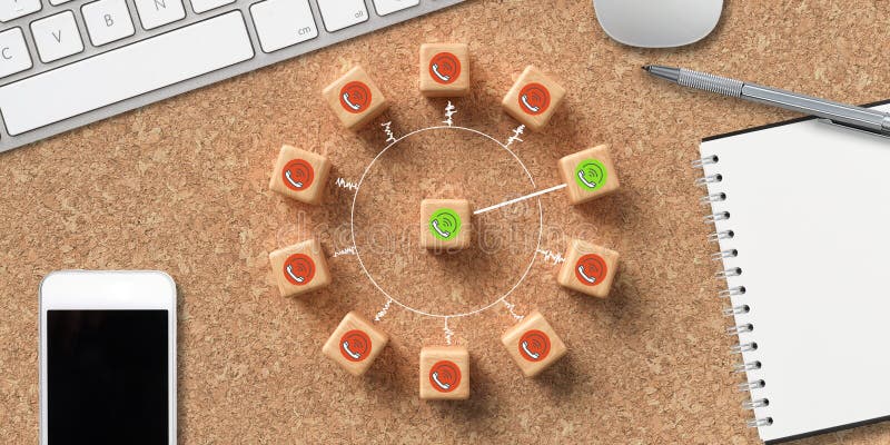 Cubes with Icons Symbolizing a Call Center Surrounded by a Smartphone ...