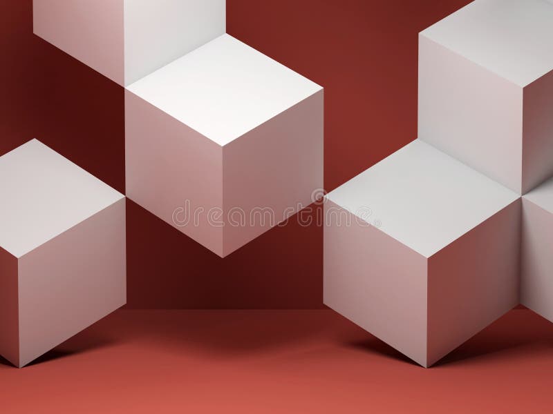 Cubes Installation in Empty Room 3d Stock Illustration - Illustration ...