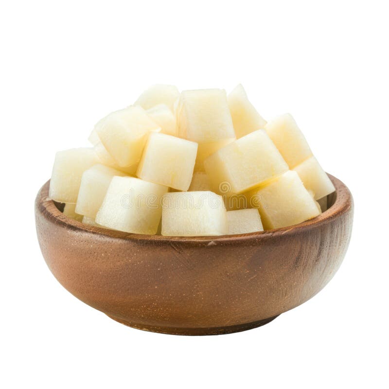 Cubes of Jicama in a Bowl Front View Isolate Stock Illustration ...