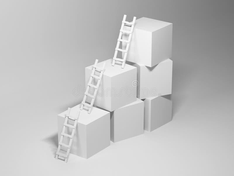 Cubes with ladders stock illustration. Illustration of dimensional ...