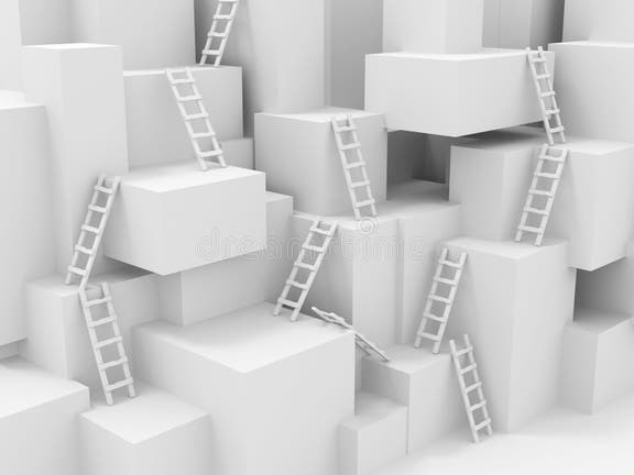 Cubes with ladders stock illustration. Illustration of ladder - 14995743