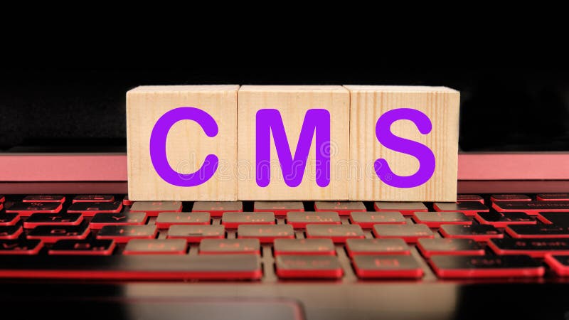 Cubes on a Laptop Keyboard with a Content Management System CMS Stock ...